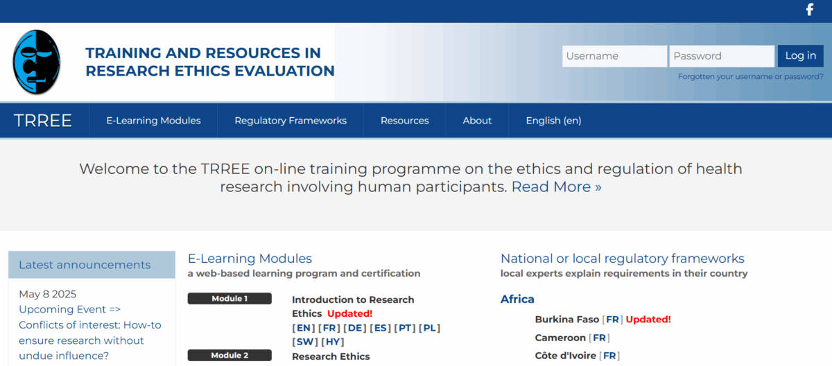 Training and Resources in Research Ethics Evaluation (TRREE) - MESA